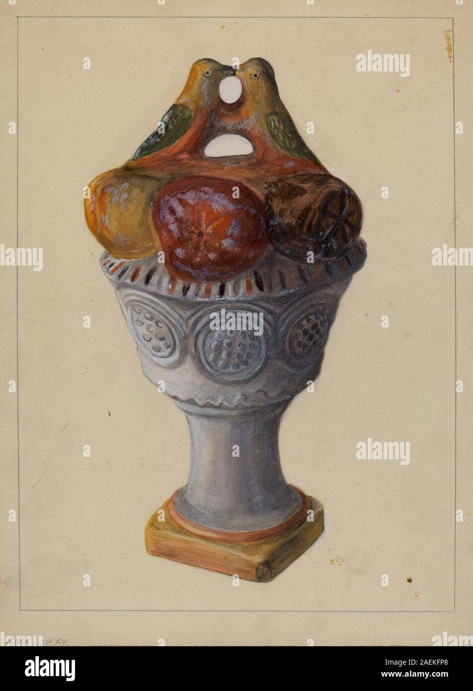 Chalkware urn by Mina Lowry from 1935-1942, showing painted surface ...