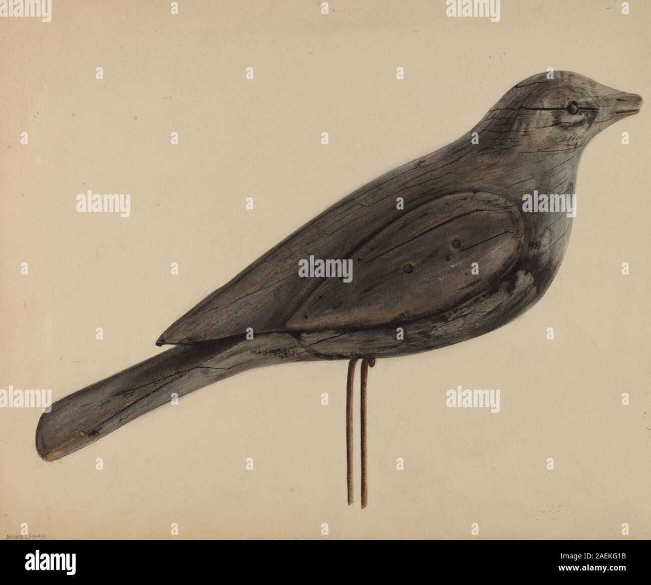 Gull decoy made between 1935 and 1942 by Mina Lowry, carved from wood ...