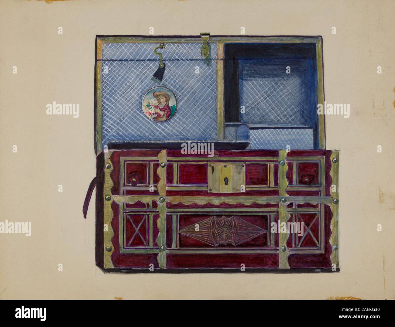 Doll's trunk made circa 1936 by Mina Lowry, crafted from wood or ...