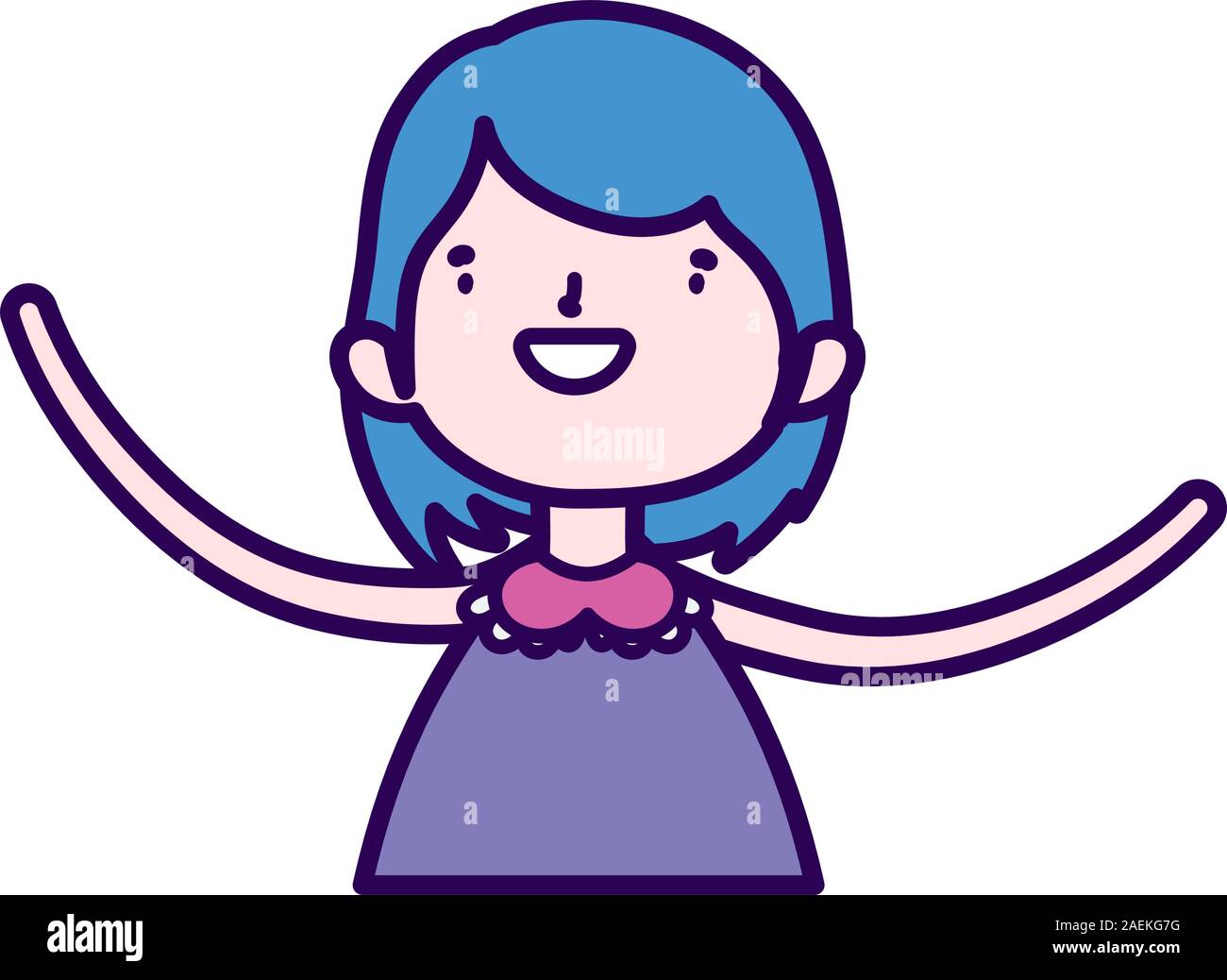 cute little girl happy cartoon character portrait vector illustration ...