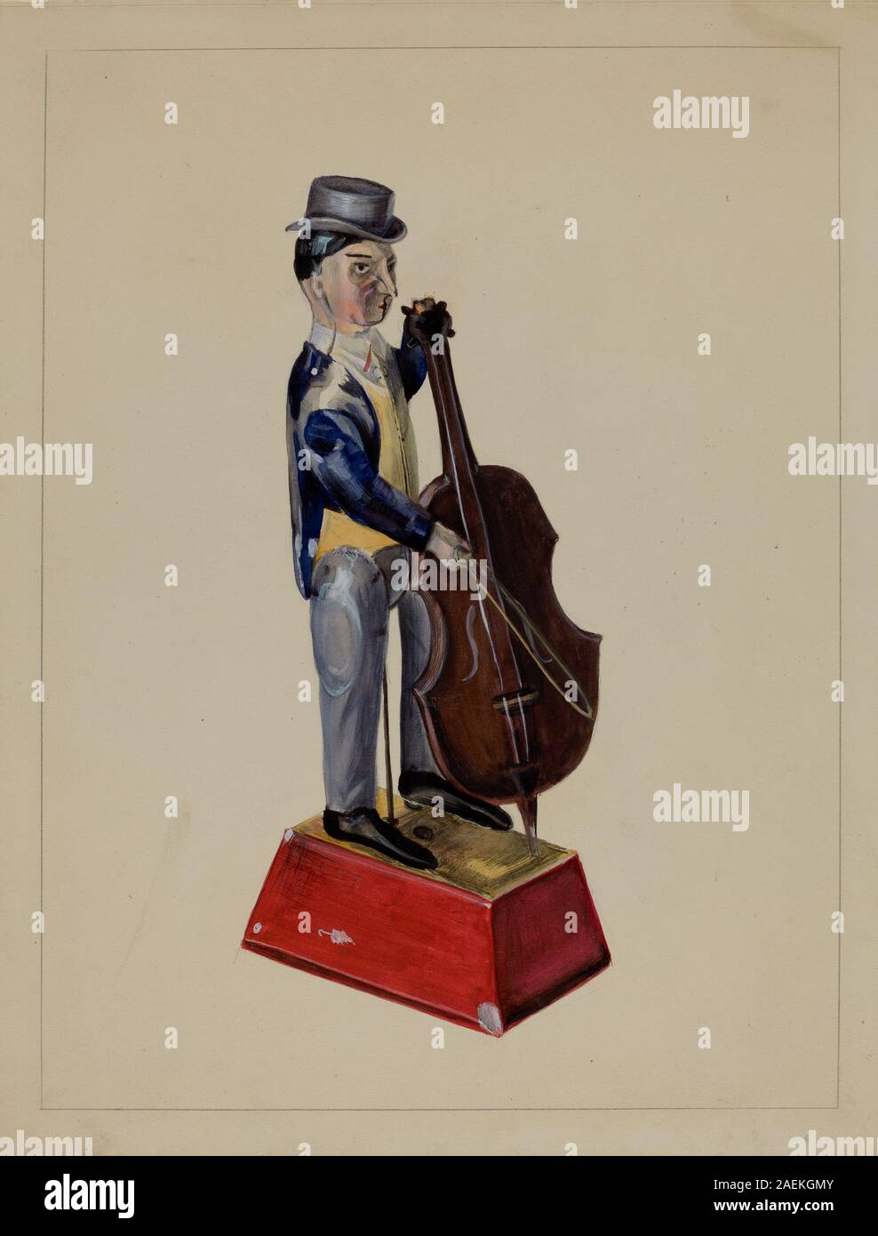 This figure of a man with a cello, created by Mina Lowry between 1935 ...