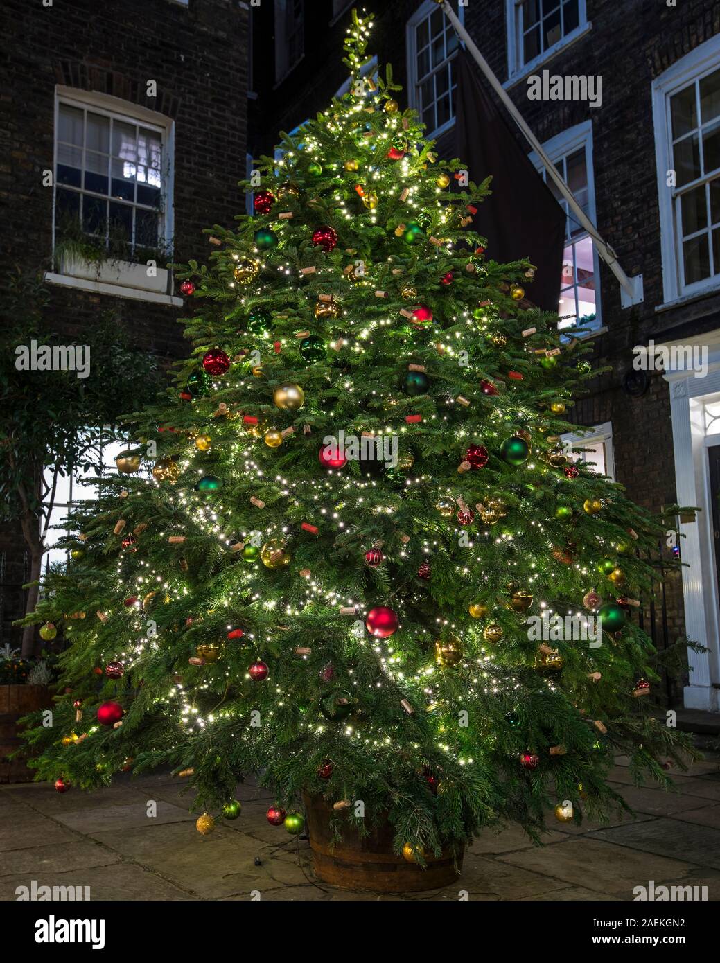 London, UK - December 9th 2019: A beautiful Christmas Tree on display ...