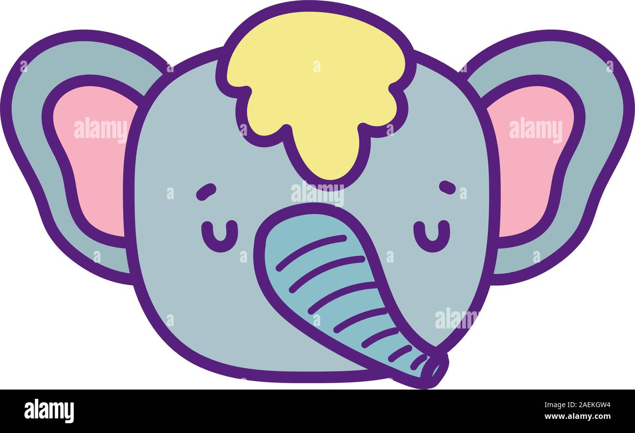 baby shower cute elephant with hair head cartoon vector illustration ...