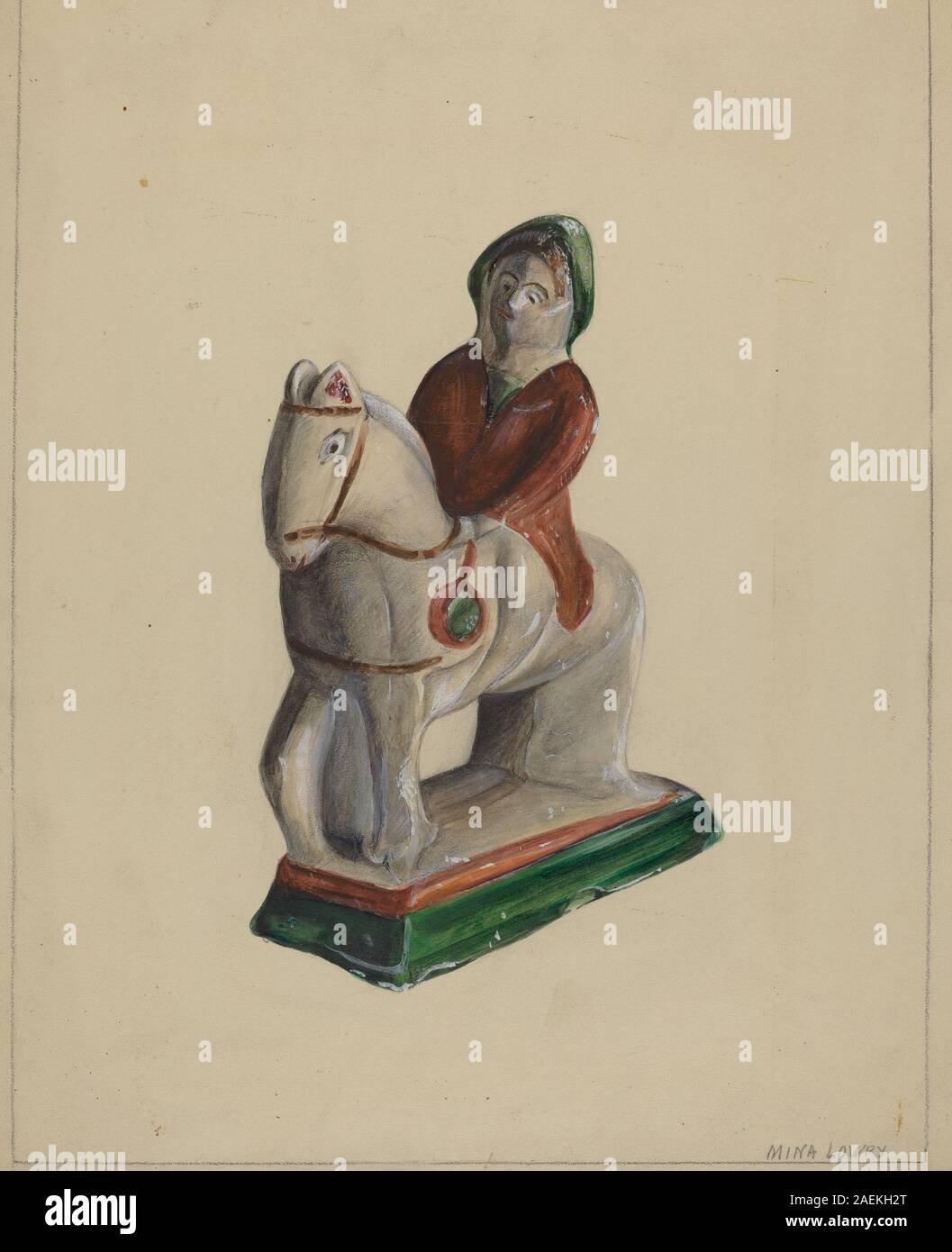 Pa German Chalkware Woman on Horse by Mina Lowry, circa 1936, is a ...