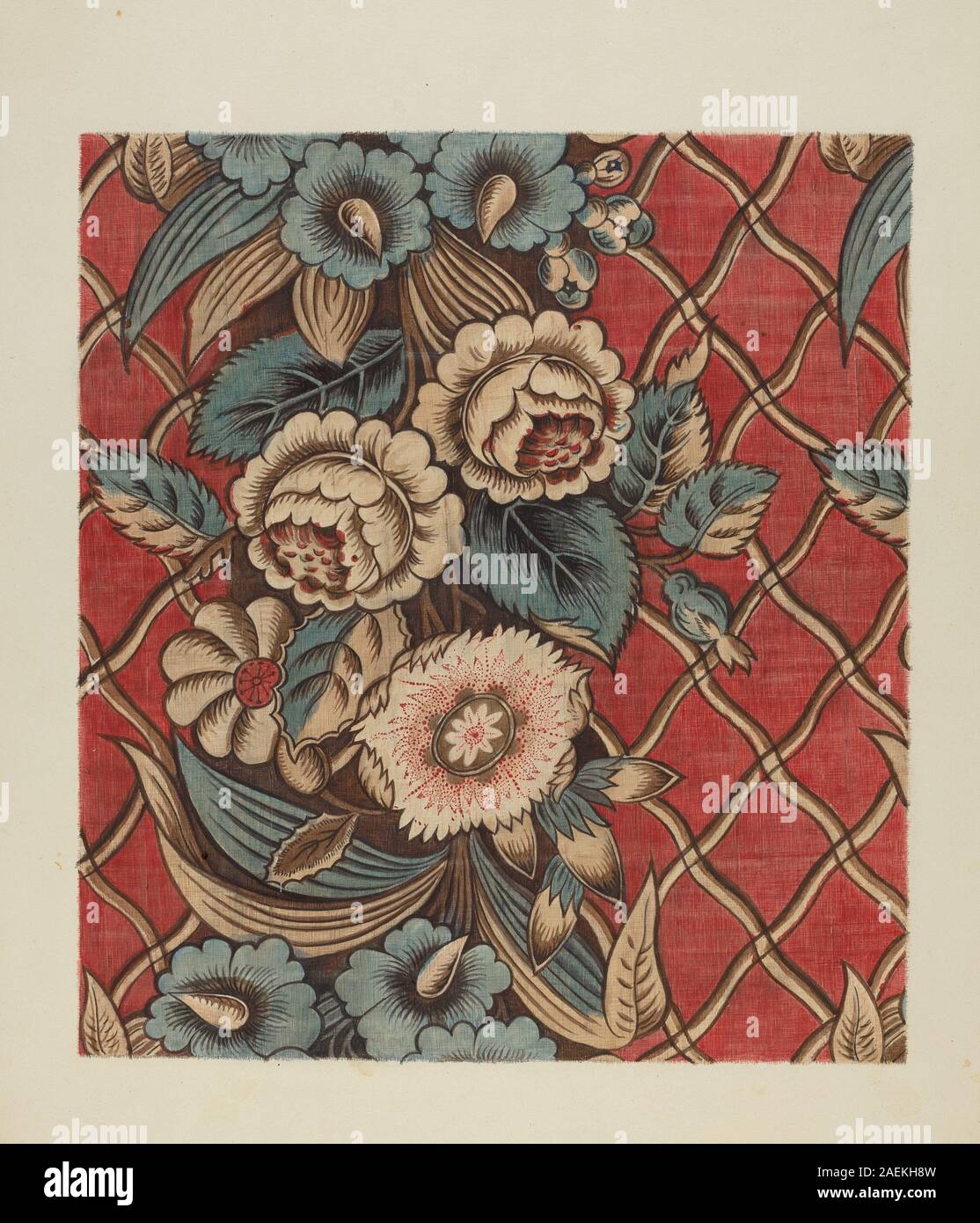 Printed cotton fabric designed by Mina Lowry around 1940. The textile ...