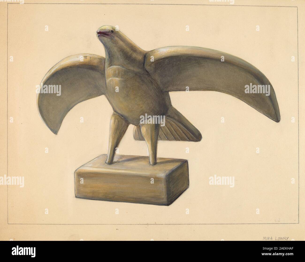 Sea gull figure made by Mina Lowry circa 1937, showing carved material ...