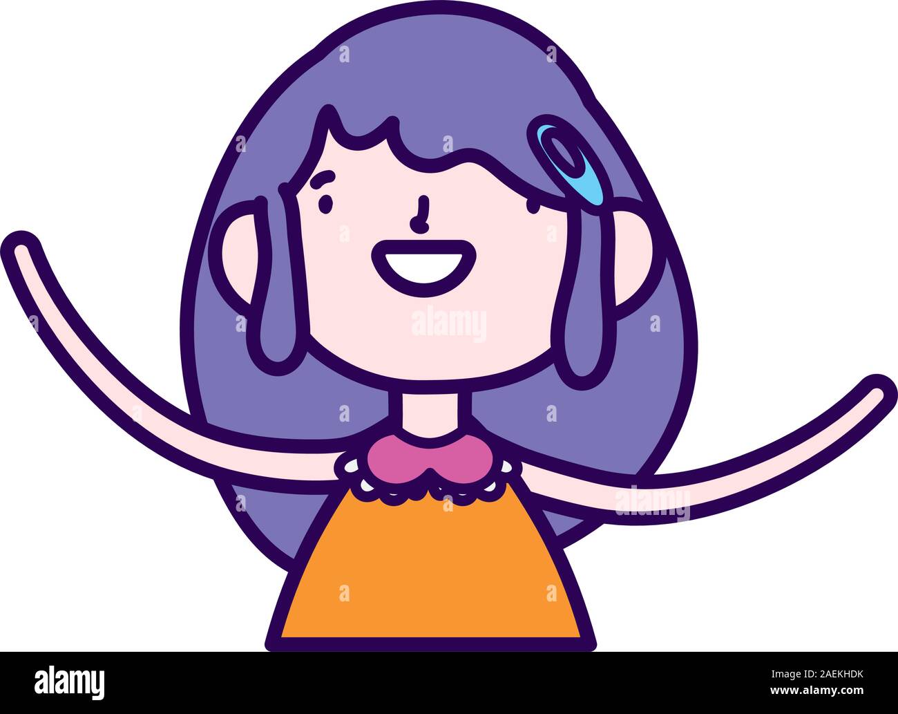 cute little girl happy cartoon character portrait vector illustration ...