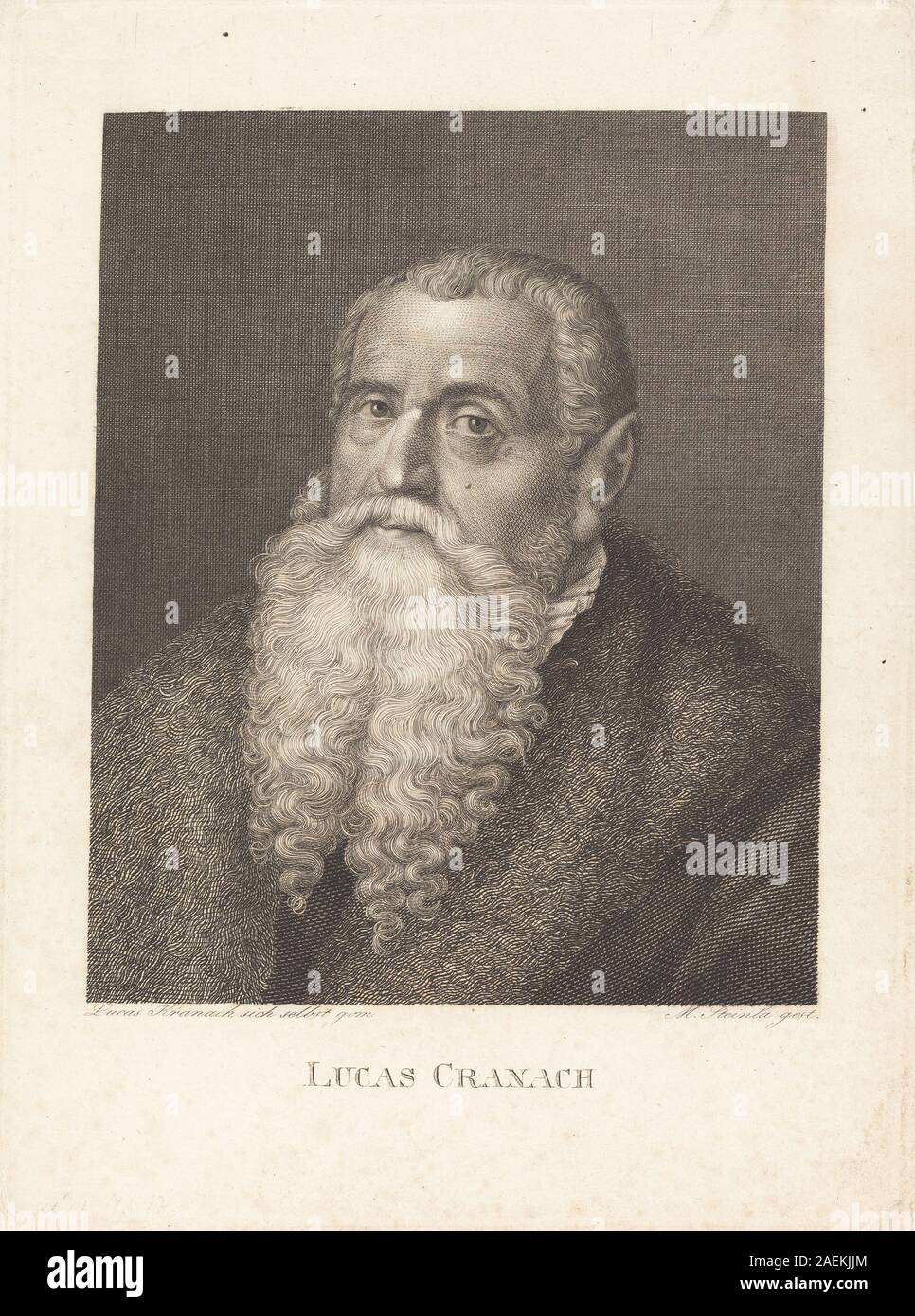 This artwork by Moritz Steinla depicts the German painter Lucas Cranach ...