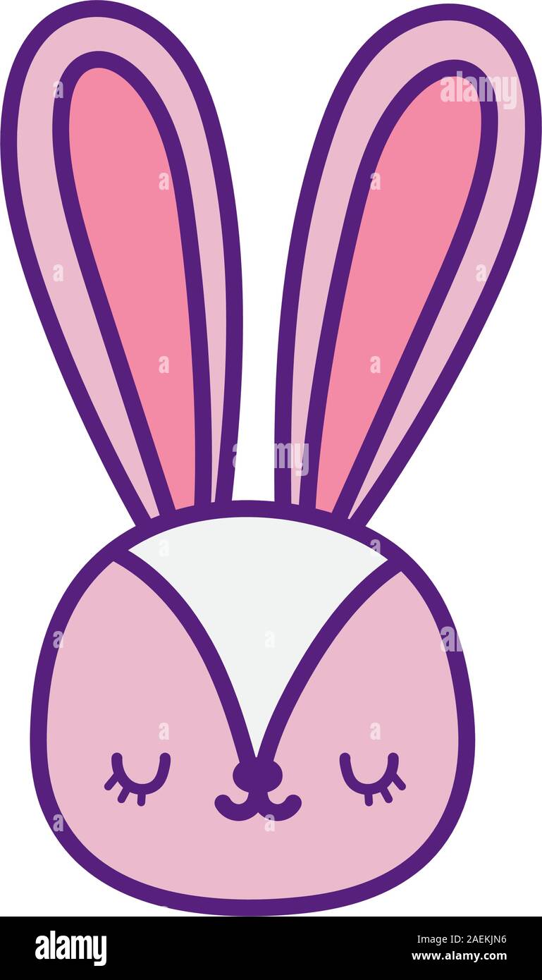 cute pink rabbit face cartoon character icon vector illustration Stock ...