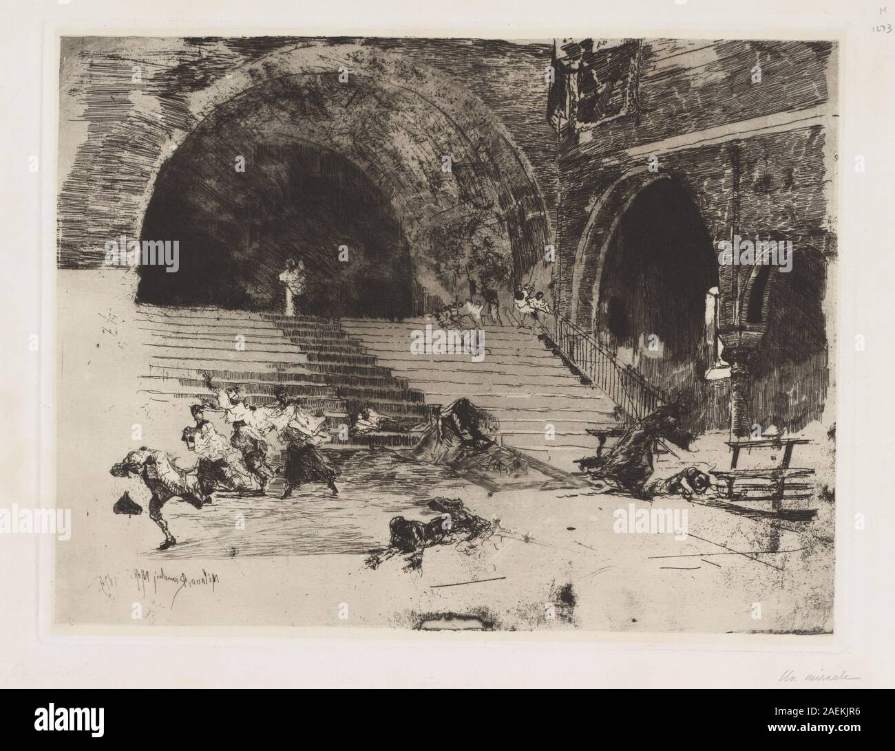 Oil painting by Mosè Bianchi, 1874, depicting a religious miracle scene ...