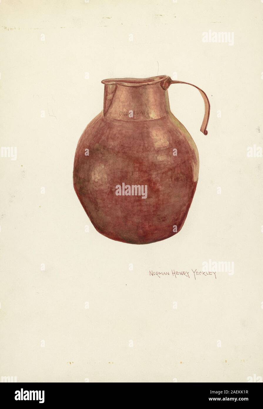 Copper pitcher by NH Yeckley from 1935-1942, showing metal construction ...