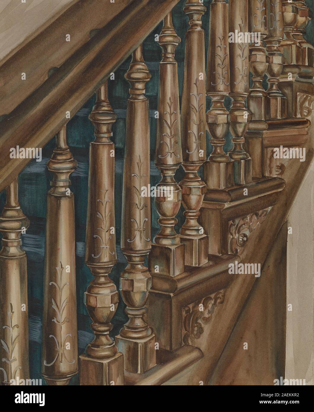 This staircase, created by Natalie Simon circa 1936, features wood ...