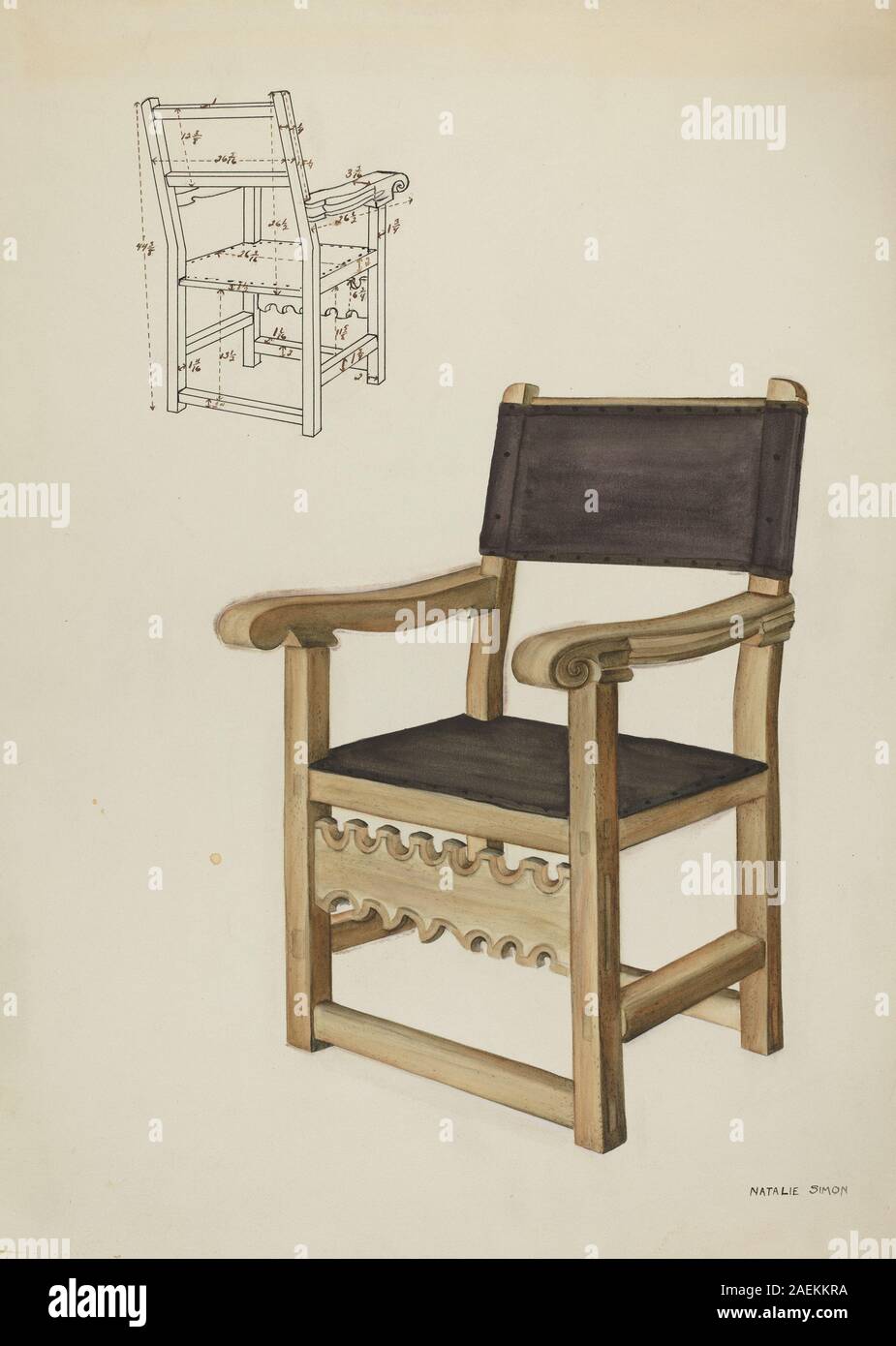 Chair, created by Natalie Simon around 1937, is a furniture piece ...