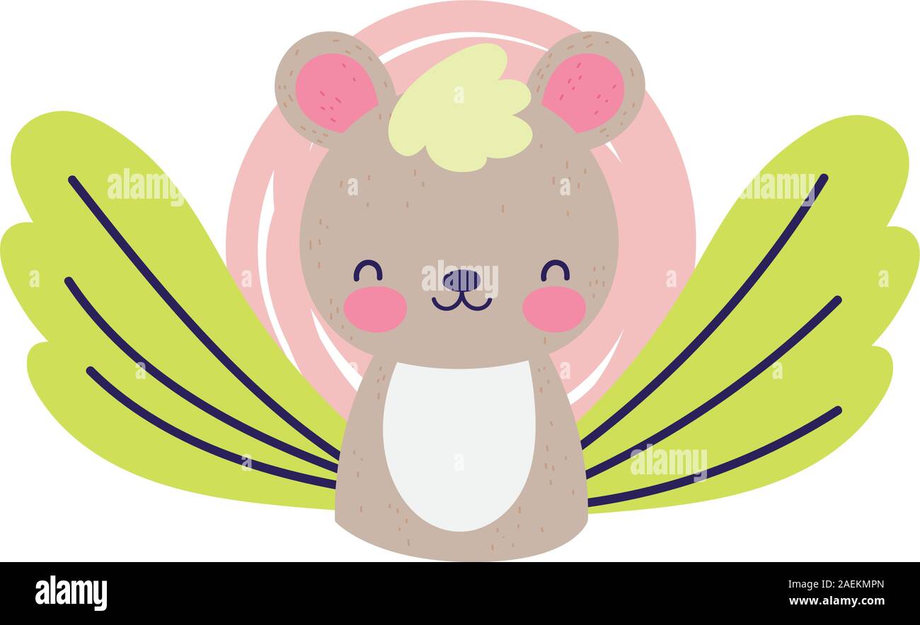 baby shower cute little bear flower leaves decoration vector ...
