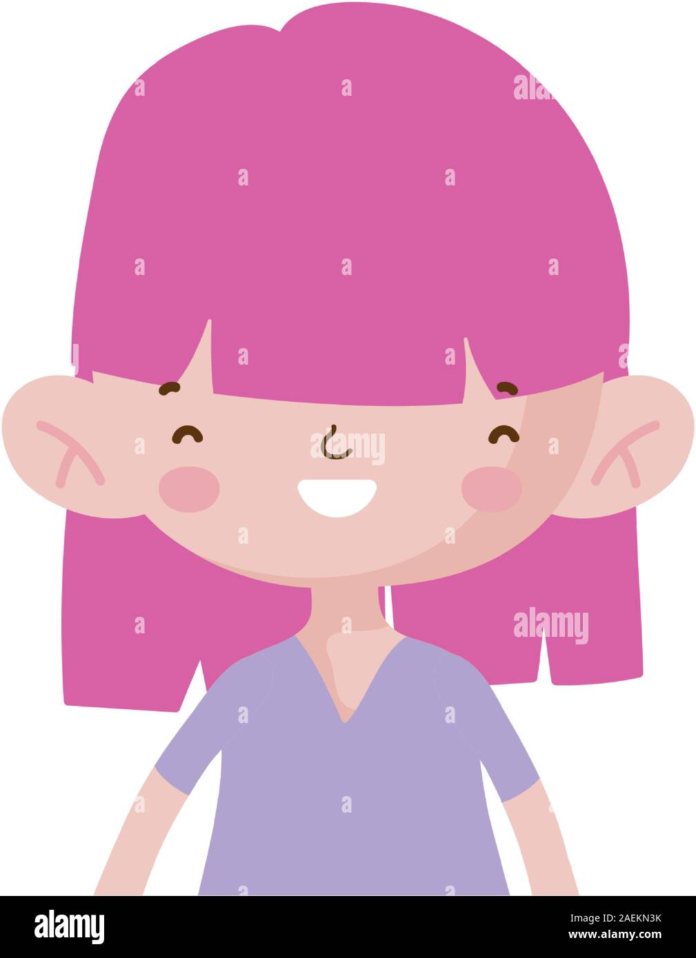 cute little girl happy cartoon character portrait vector illustration ...