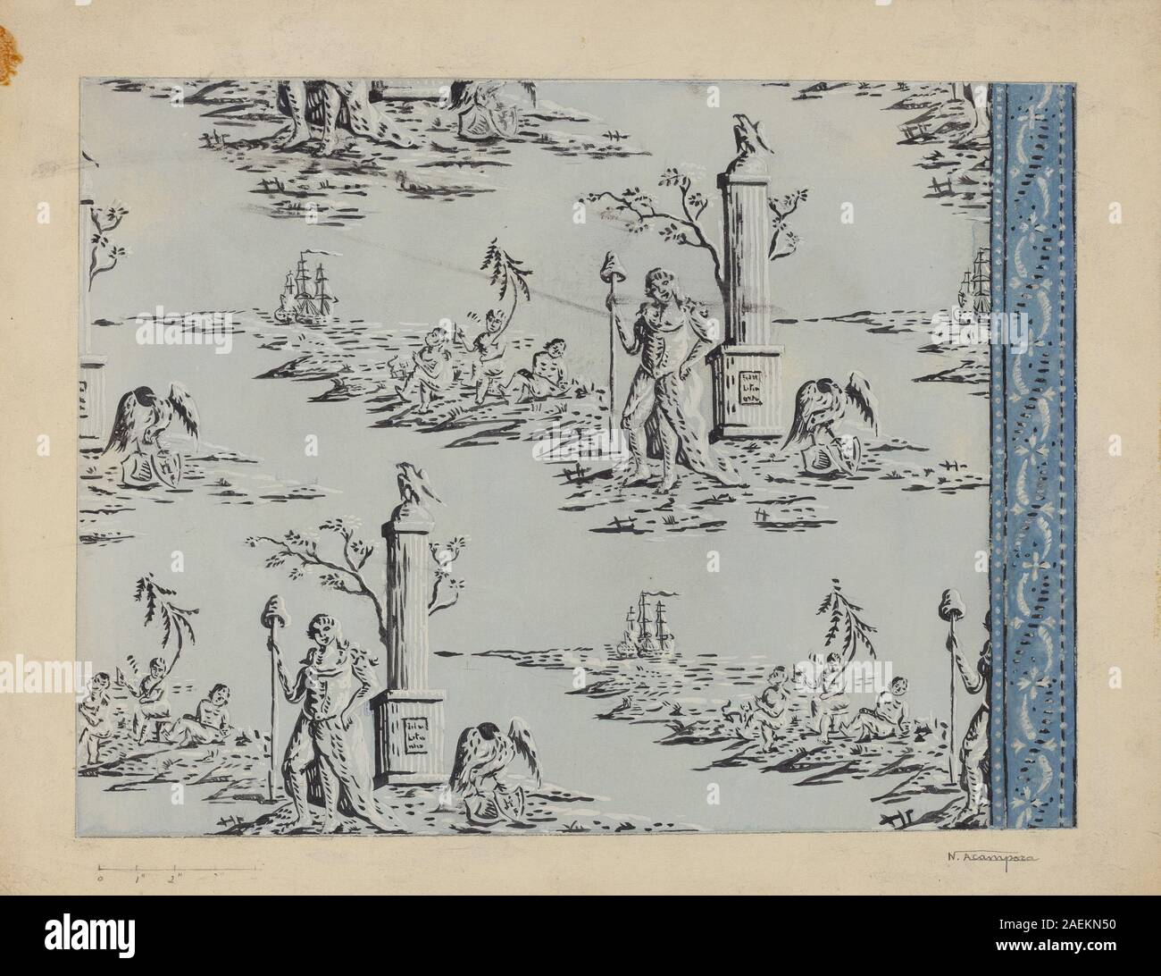 Nicholas Acampora, Wall Paper and Border, c 1937 Wall Paper and Border ...