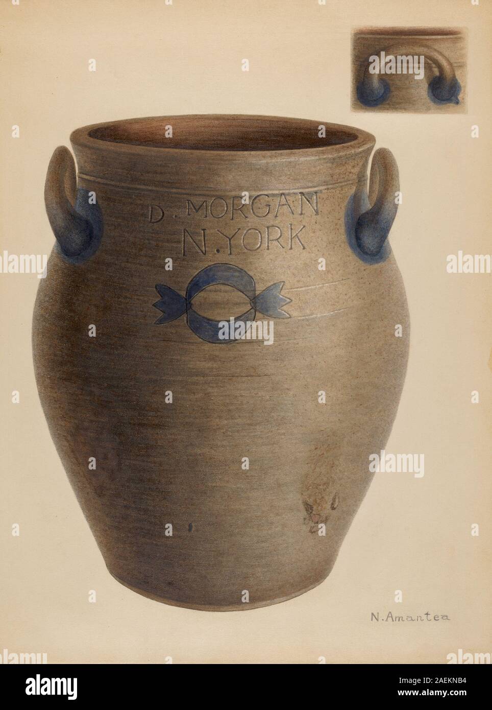 Crock by Nicholas Amantea, circa 1936, depicts a domestic ceramic ...