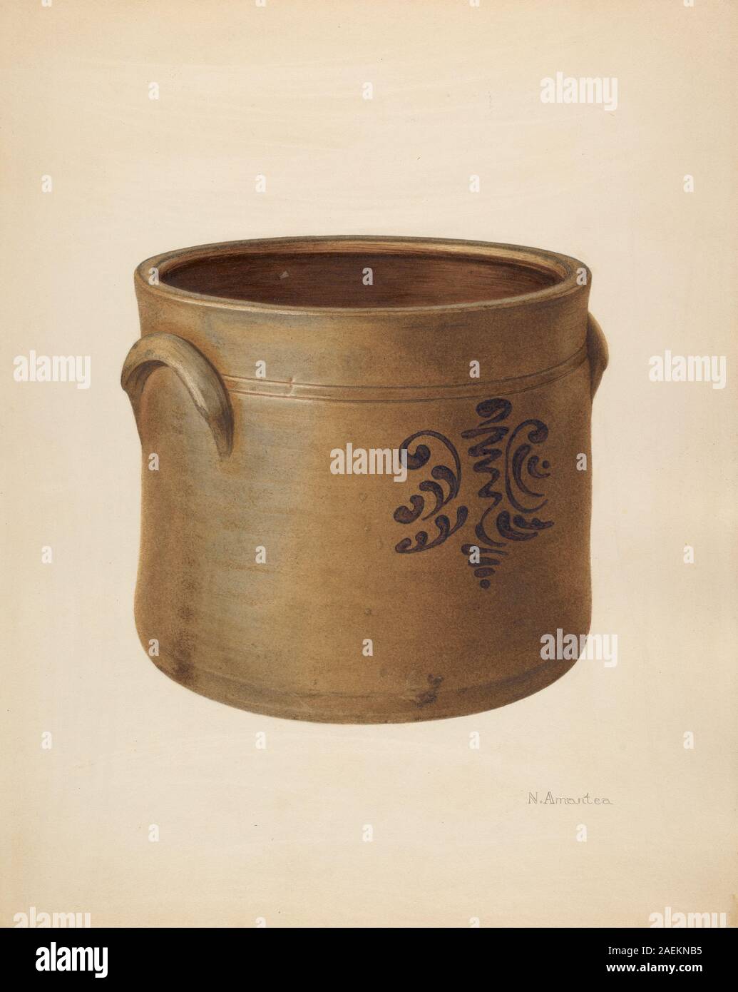 Crock made circa 1938 by Nicholas Amantea, ceramic or stoneware ...