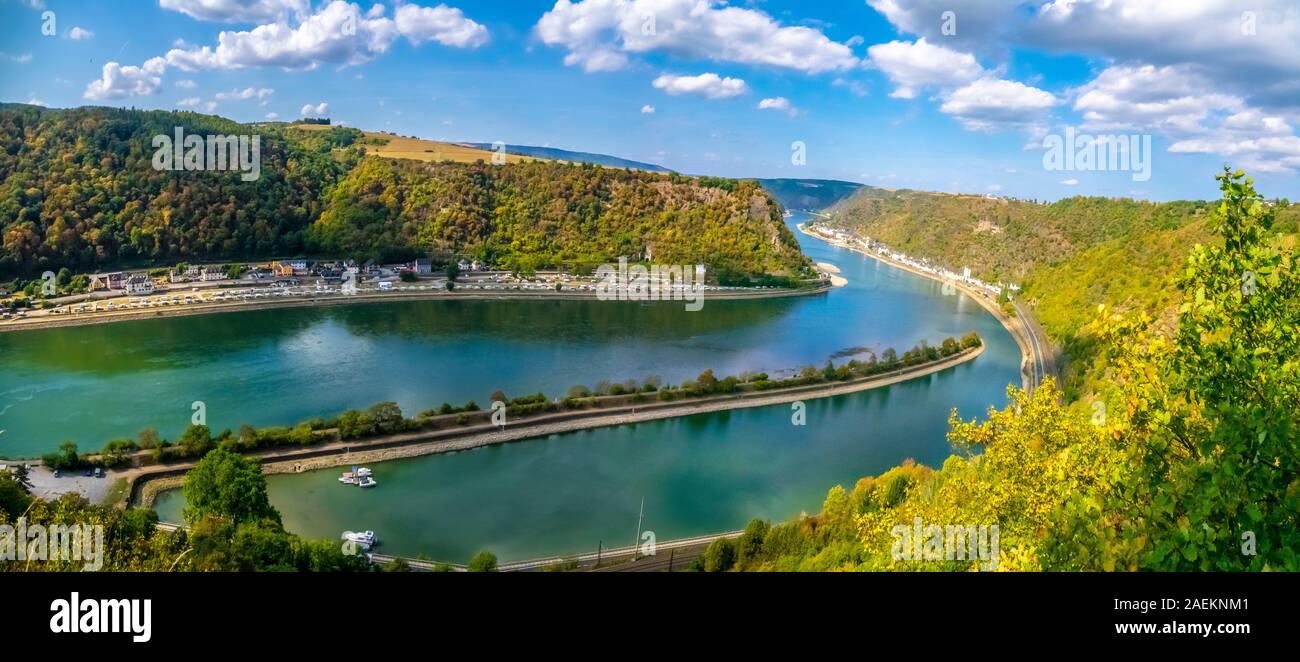 Panorama view to the Rhine River from famous lorely hotspot in germany ...