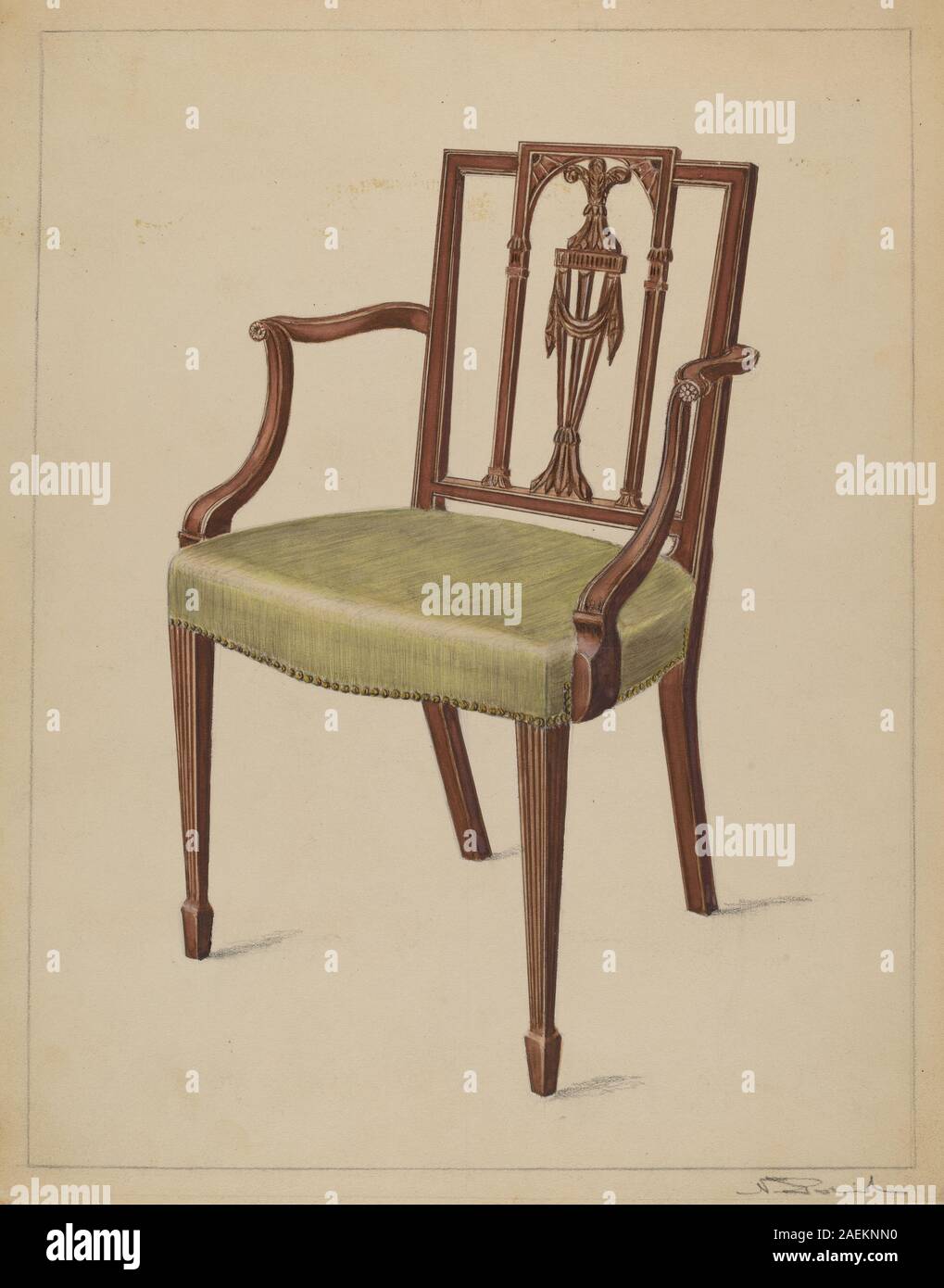 Armchair designed by Nicholas Gorid around 1936, made of wood and ...