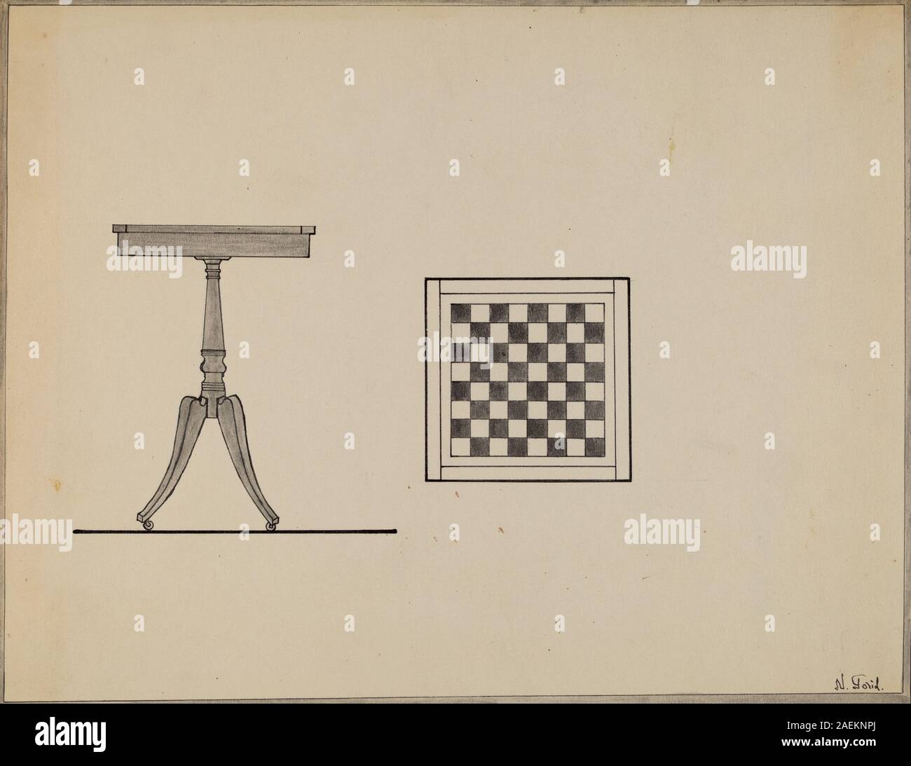 Checkerboard Table by Nicholas Gorid, created in 1936, is a wooden ...