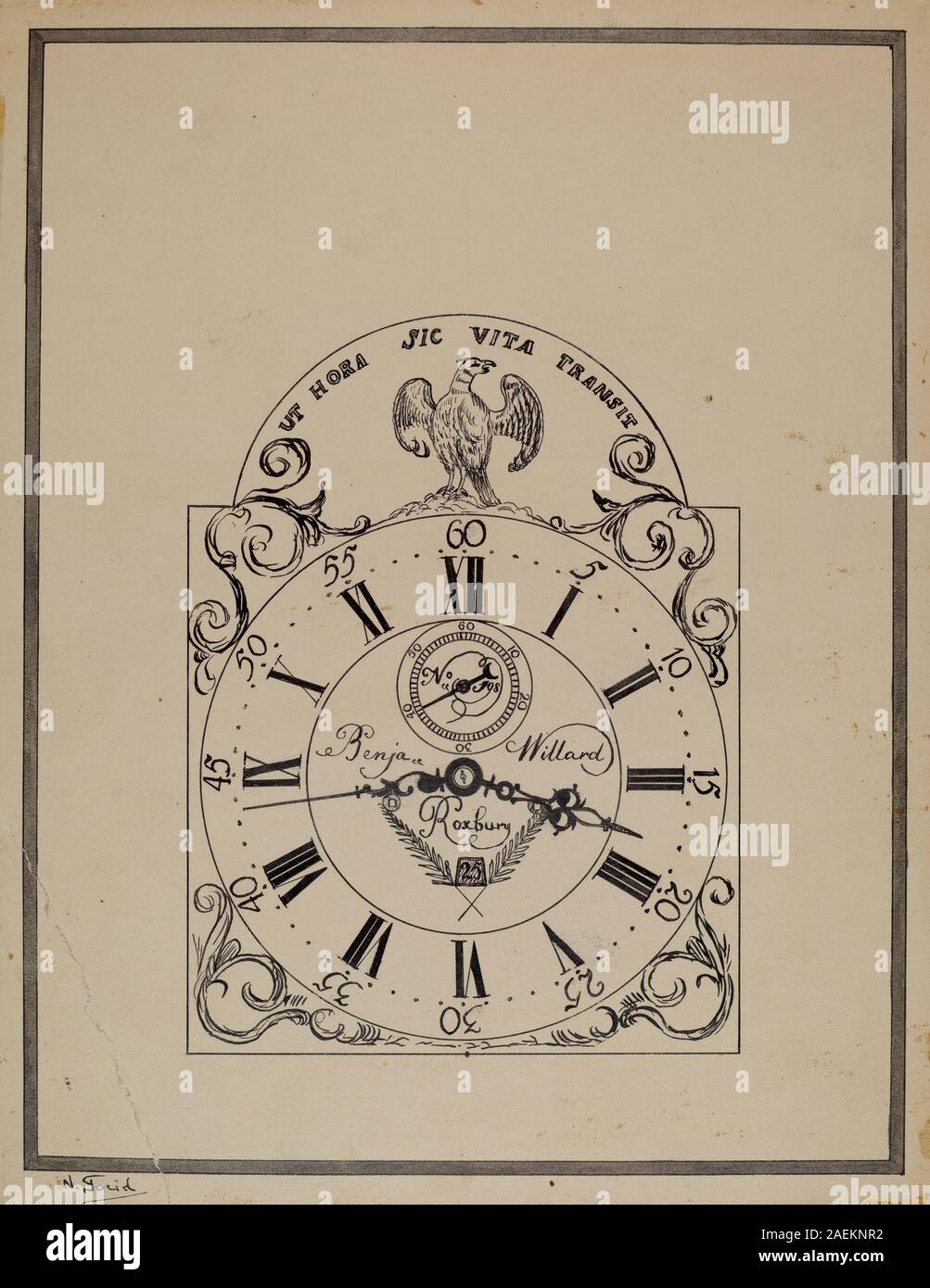 A mechanical clock designed by Nicholas Gorid around 1938. The object ...