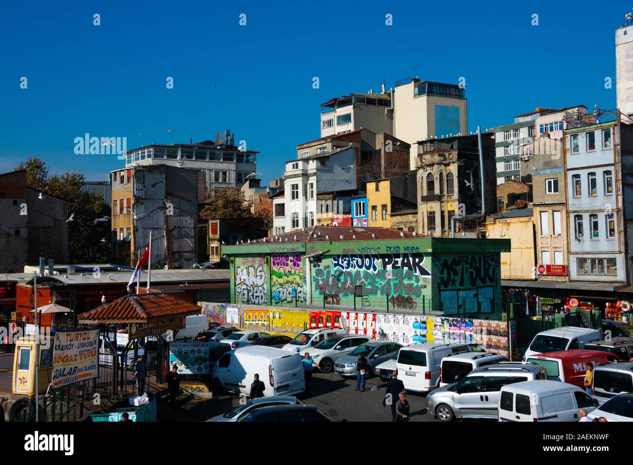 Istanbul, Turkey. November 20, 2019. View of Karakoy quarter, Beyoglu ...
