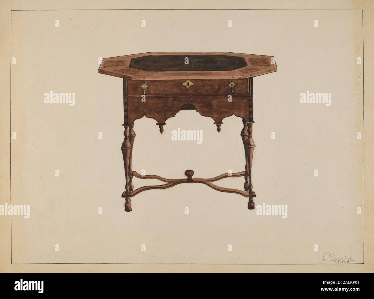 Tea Table by Nicholas Gorid, circa 1936, is a small wooden table ...