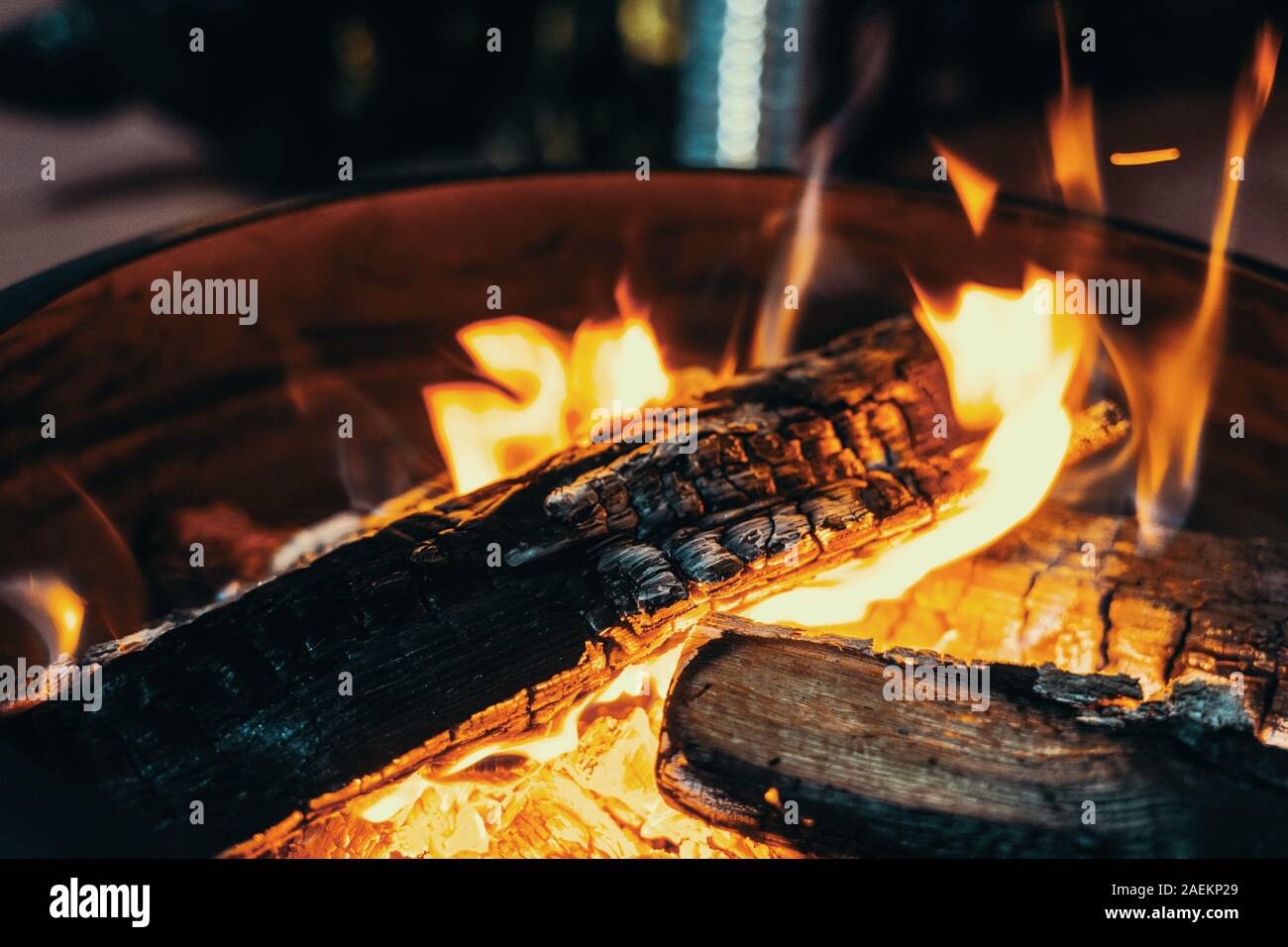 Medium sized bright bonfire with yellow and orange flames Stock Photo ...