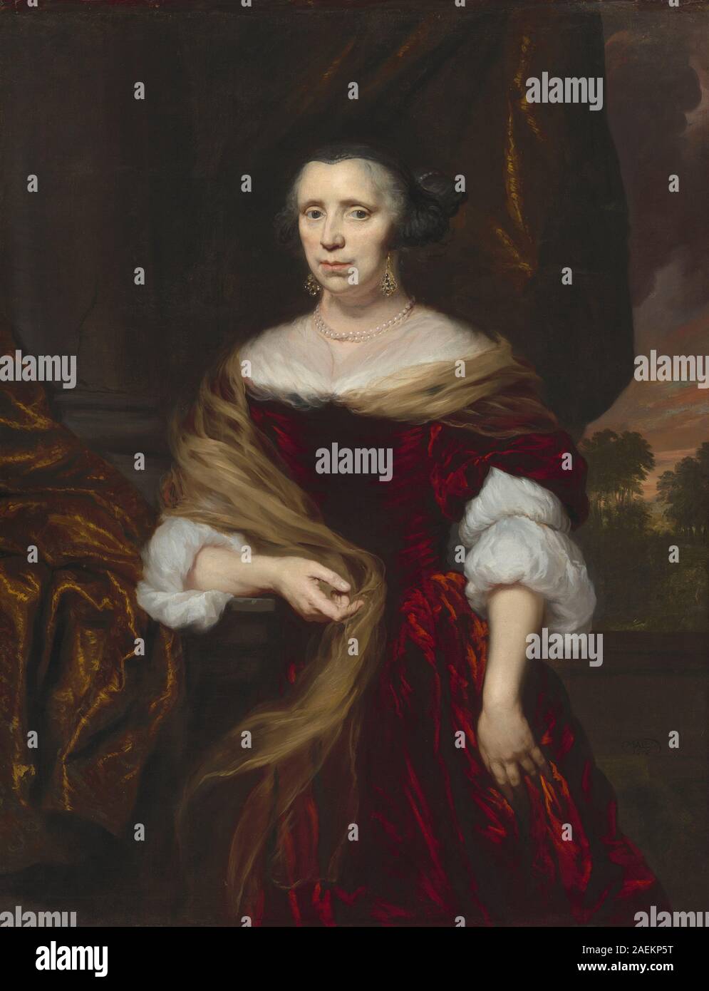 This portrait by Nicolaes Maes, created in 1676, depicts a lady in 17th ...