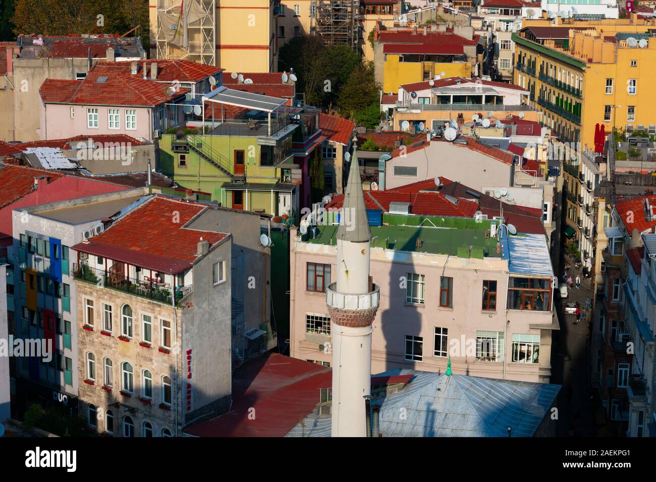 Istanbul, Turkey. November 20, 2019. Aerial view of Karakoy quarter ...