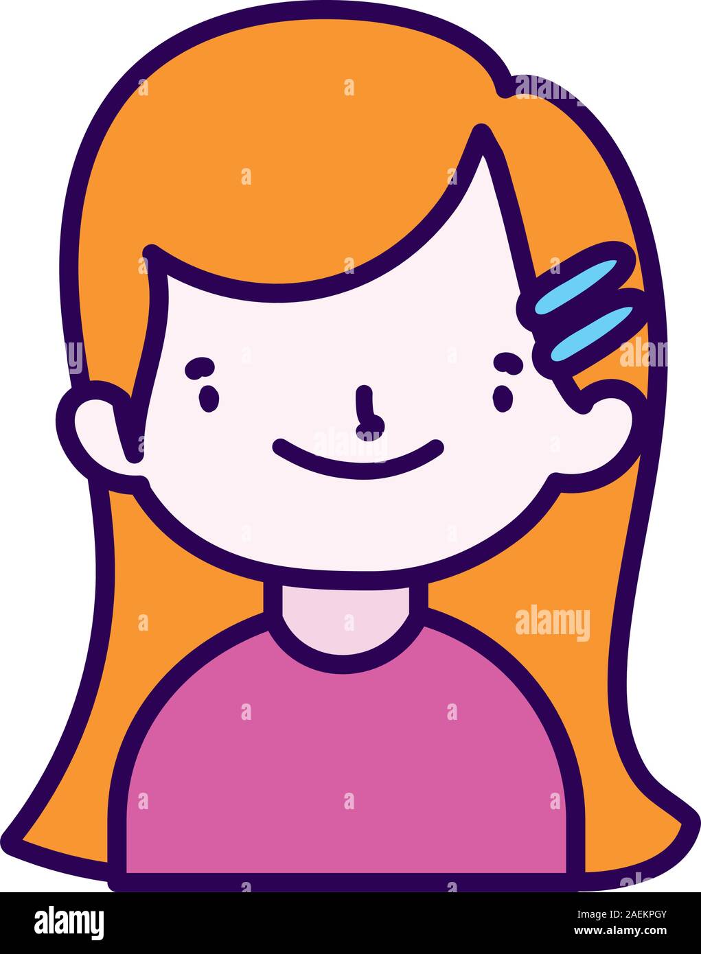 cute little girl happy cartoon character portrait vector illustration ...