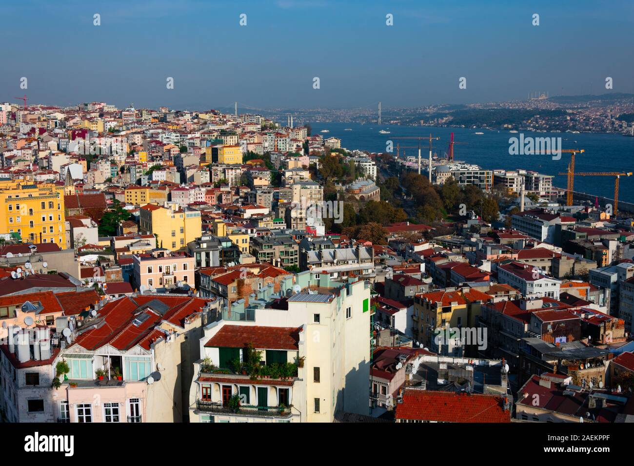 Istanbul, Turkey. November 20, 2019. Aerial view of Karakoy quarter ...