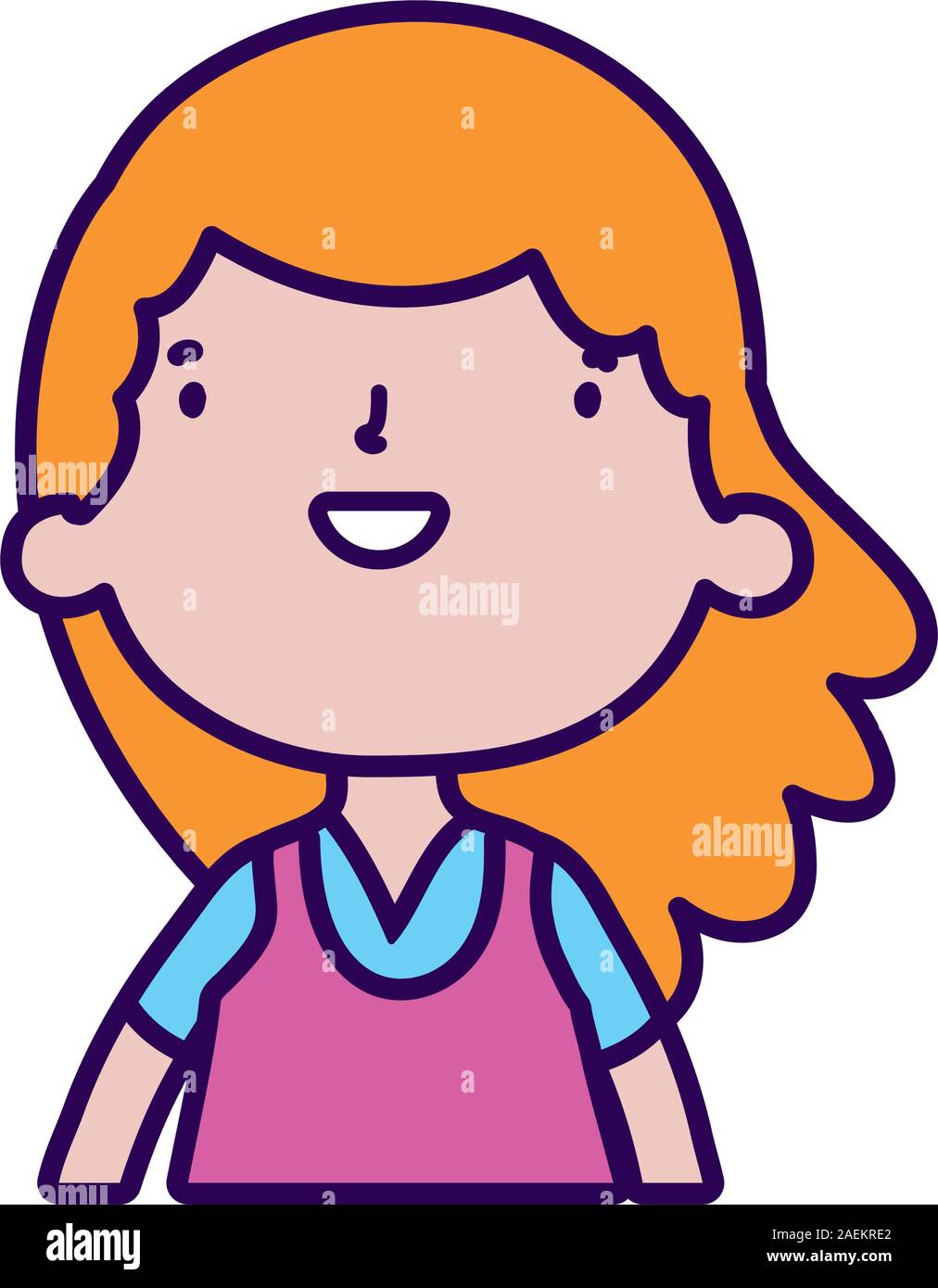 cute little girl happy cartoon character portrait vector illustration ...