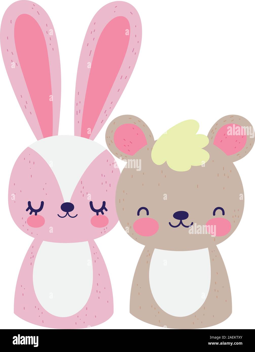 cute little rabbit and bear cartoon design vector illustration Stock ...