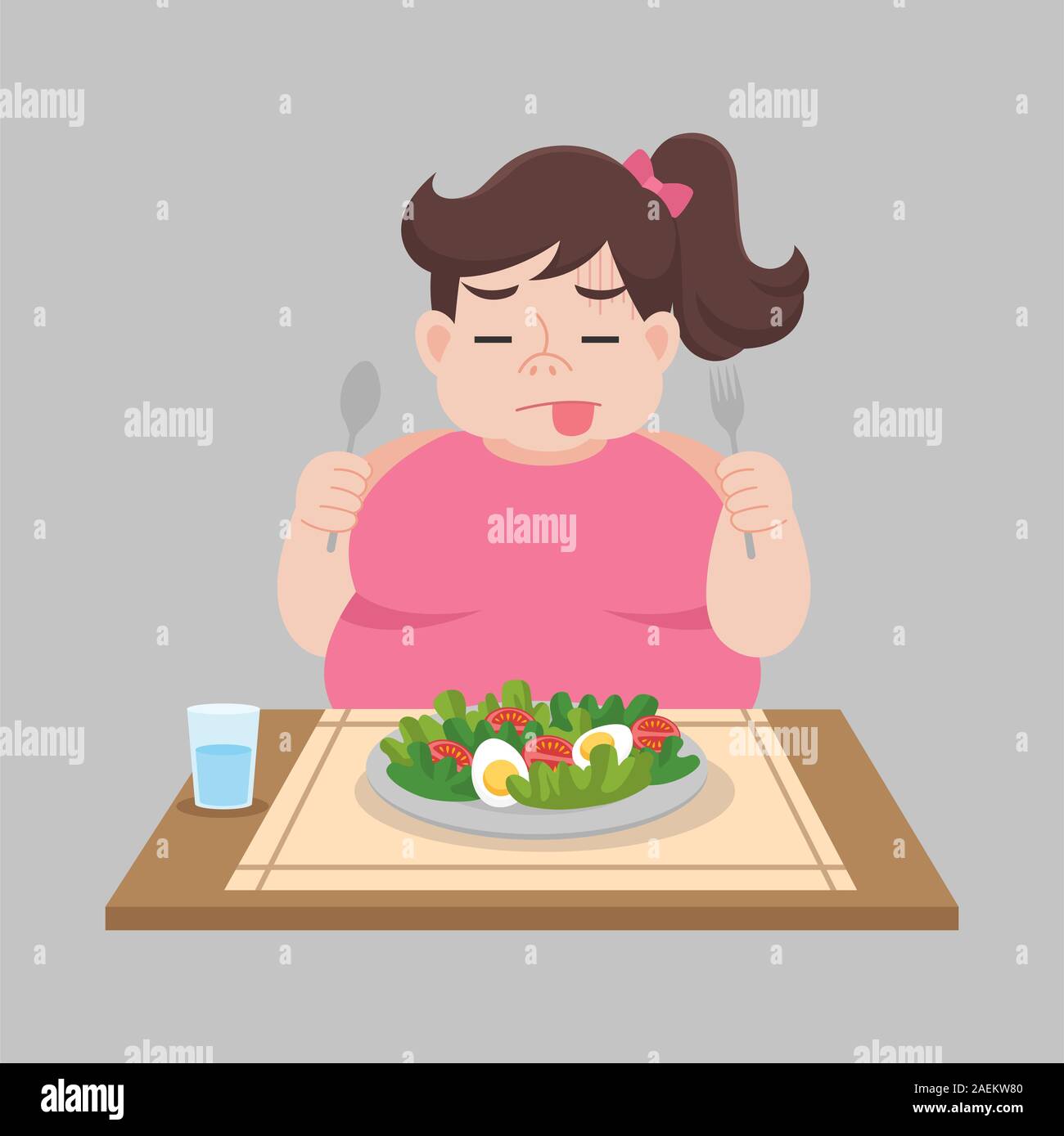 Cartoon Fat Eating Too Much