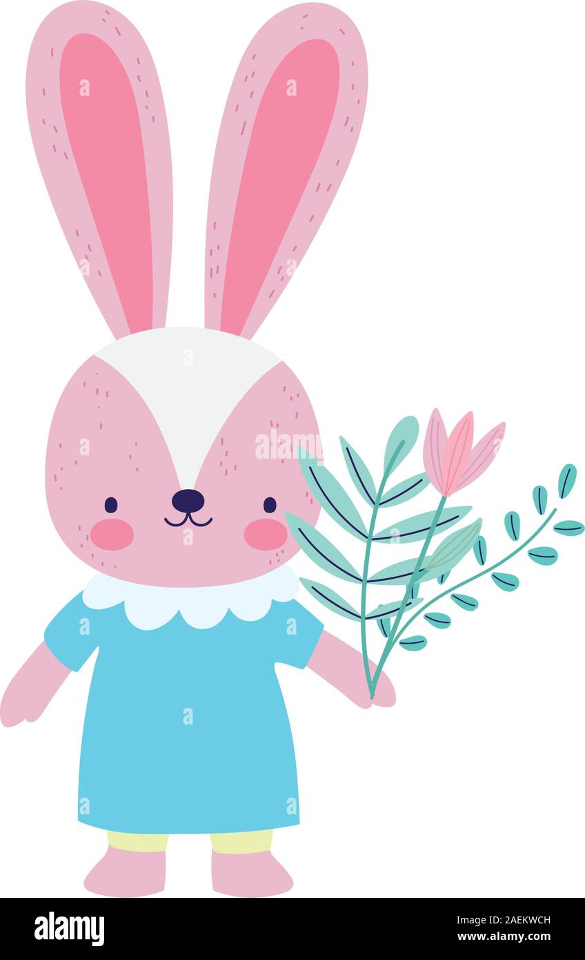 baby shower female rabbit with dress and flowers decoration vector ...
