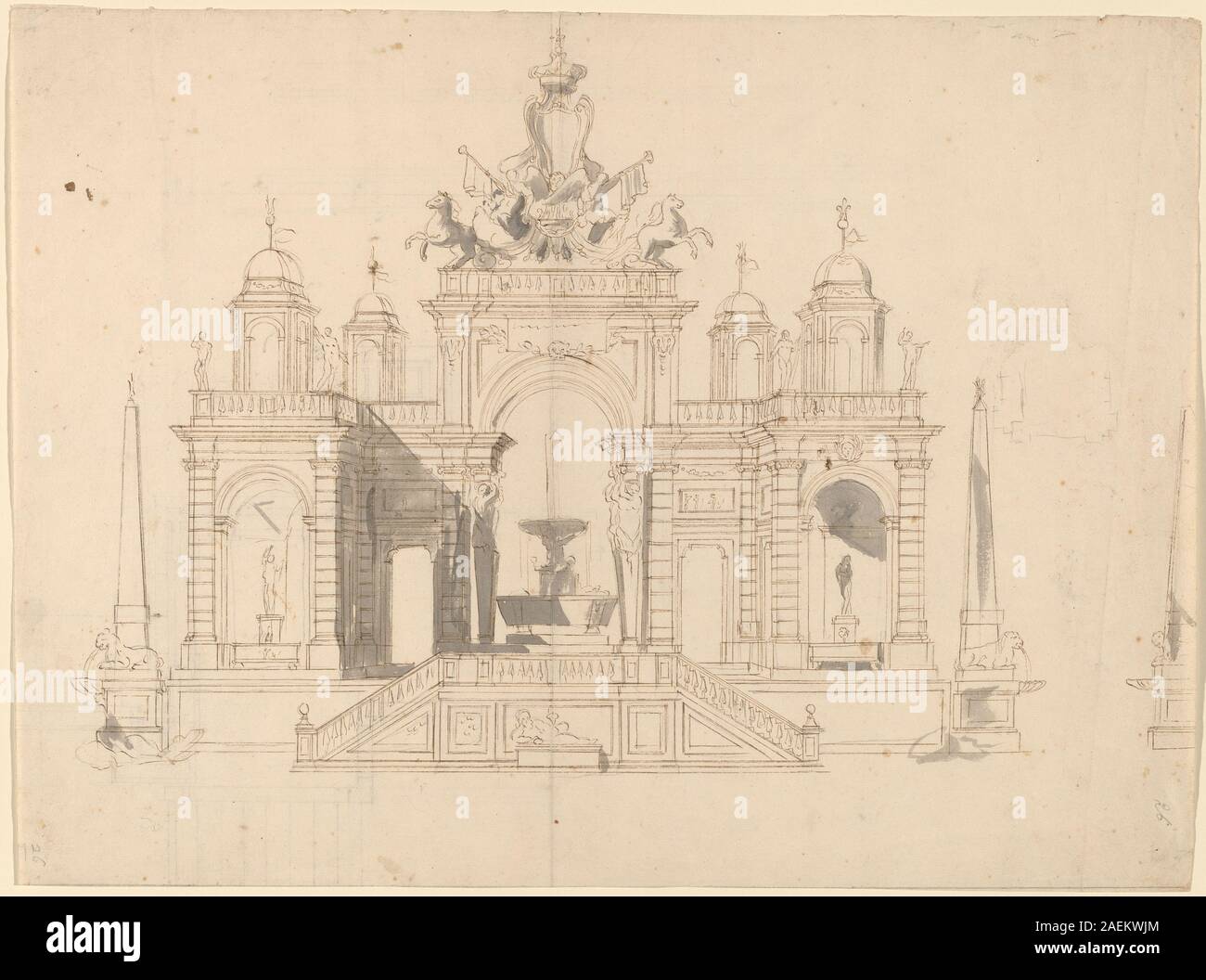 Paolo Posi, Study for a 'Macchina' of a Fountain Pavilion, 1754 Study ...