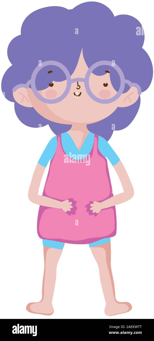 cute little boy with glasses cartoon character design vector ...