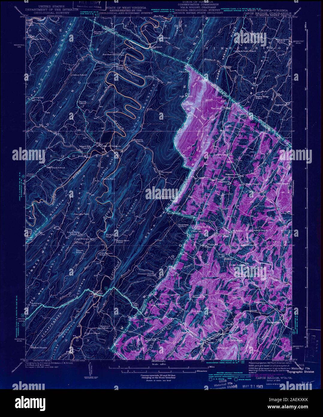 WV Capon Bridge 253397 1943 62500 Inverted Stock Photo - Alamy