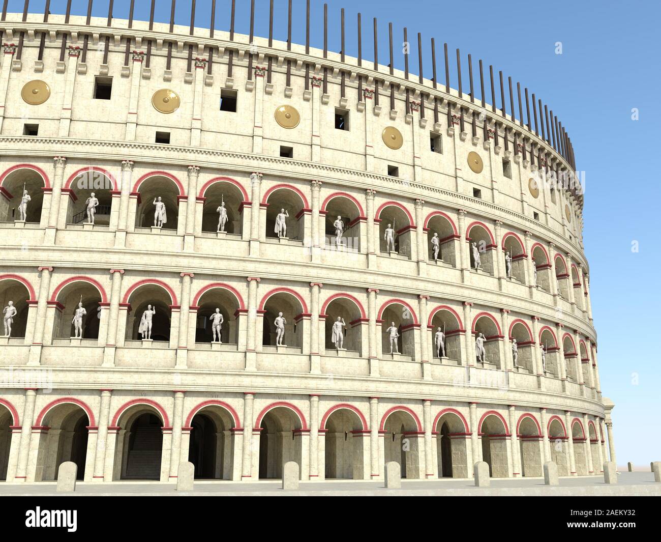 3D illustration Coliseum in Rome amphitheater reconstruction Stock ...