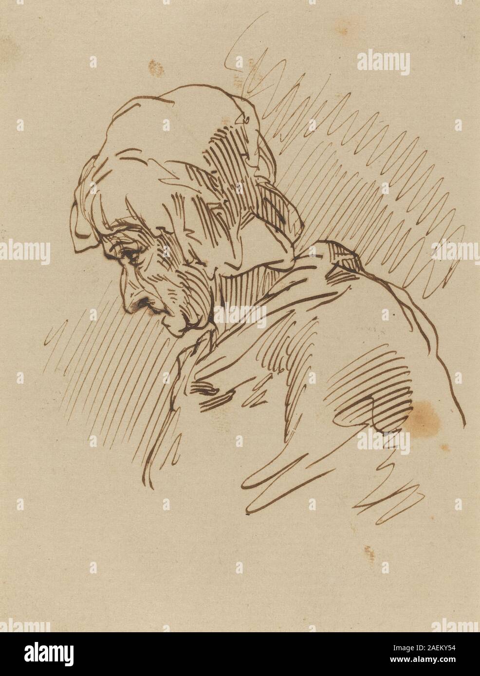 This work by Paul Gavarni depicts the head of a woman. The drawing ...