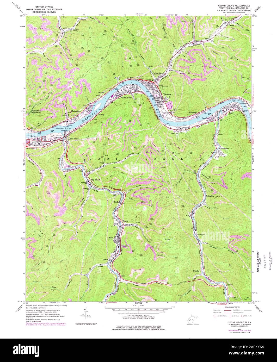 WV Cedar Grove 700520 1965 24000 Stock Photo - Alamy