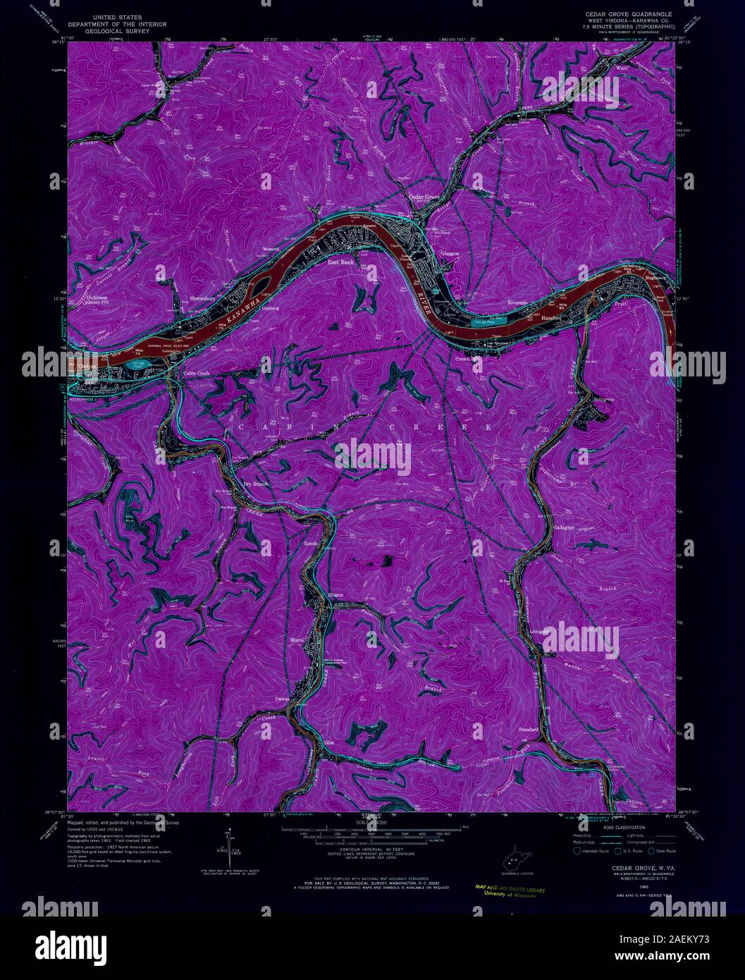 WV Cedar Grove 700521 1965 24000 Inverted Stock Photo - Alamy