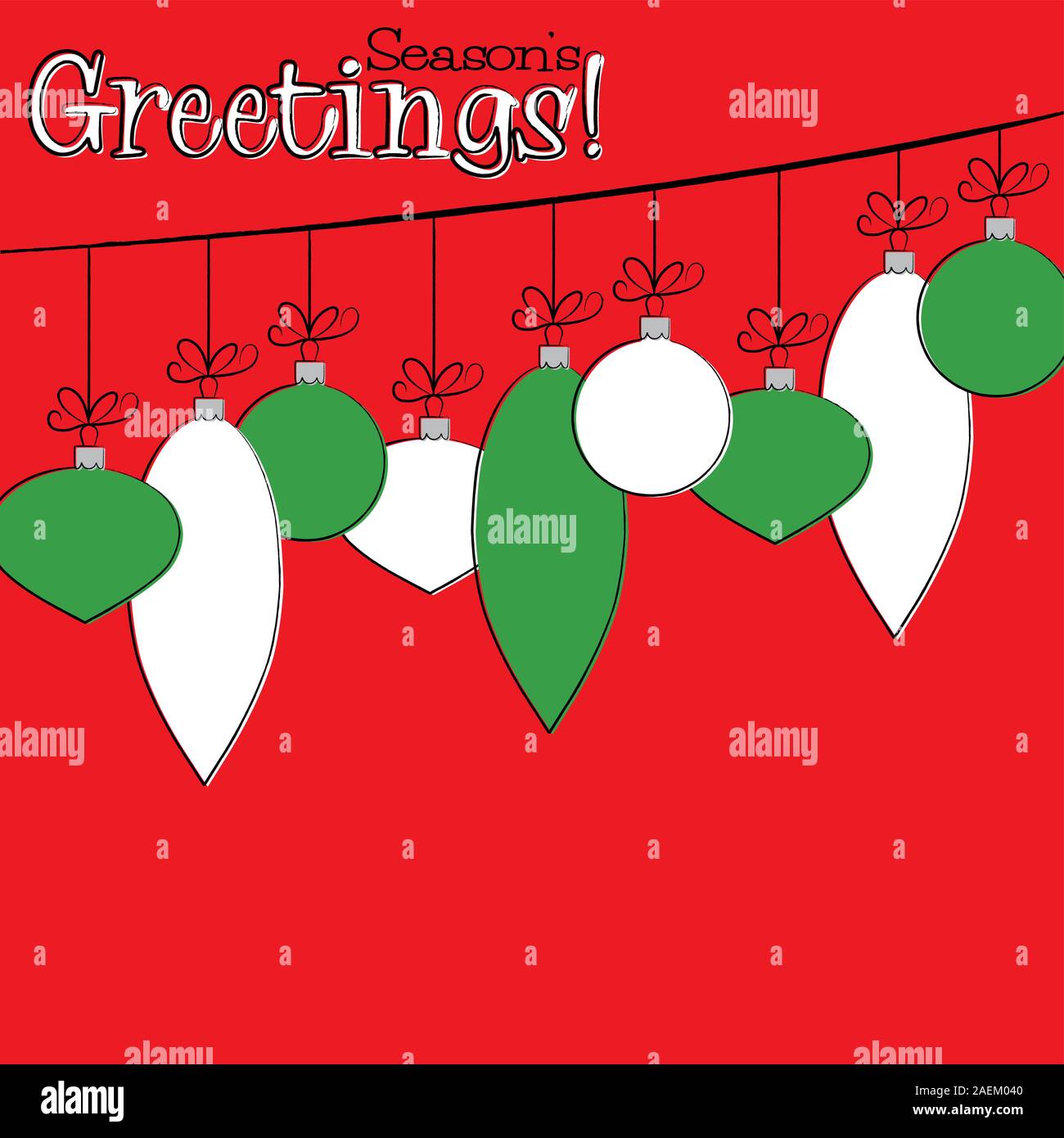 Bright Hand Drawing bauble Christmas card in vector format Stock Vector ...