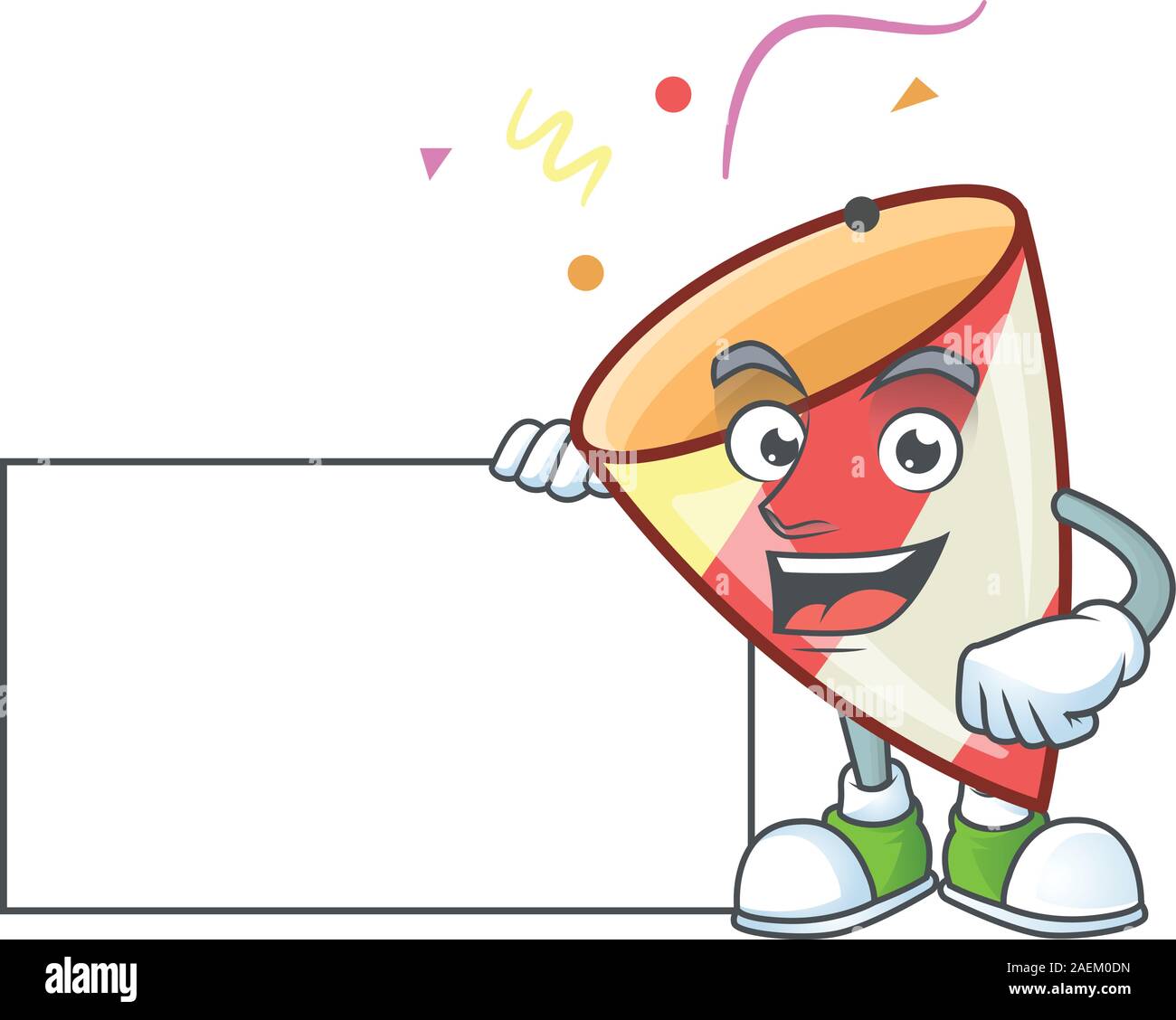 Exploding confetti cute cartoon character with a board Stock Vector ...