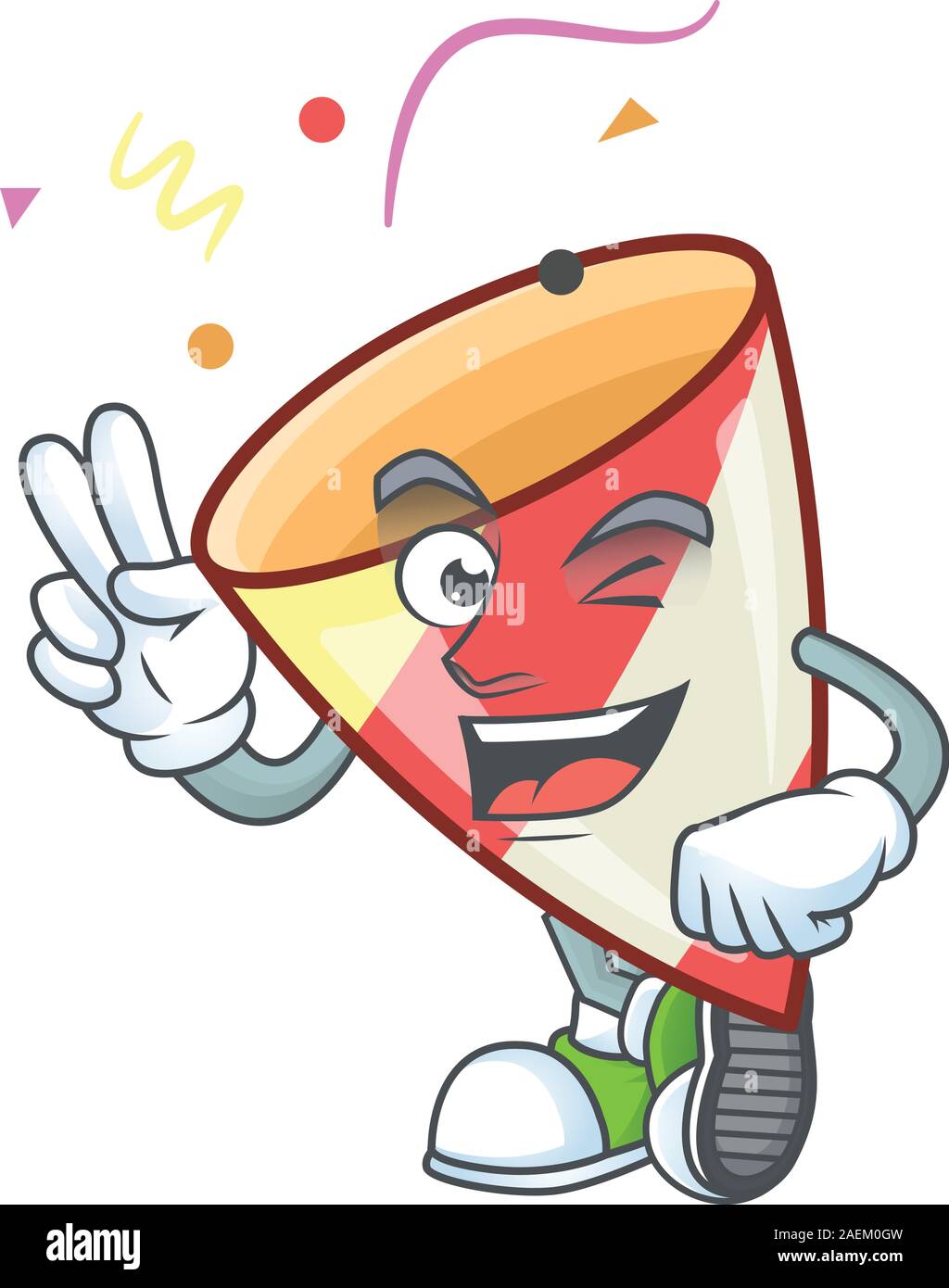 Exploding confetti Character cartoon style with two fingers Stock ...