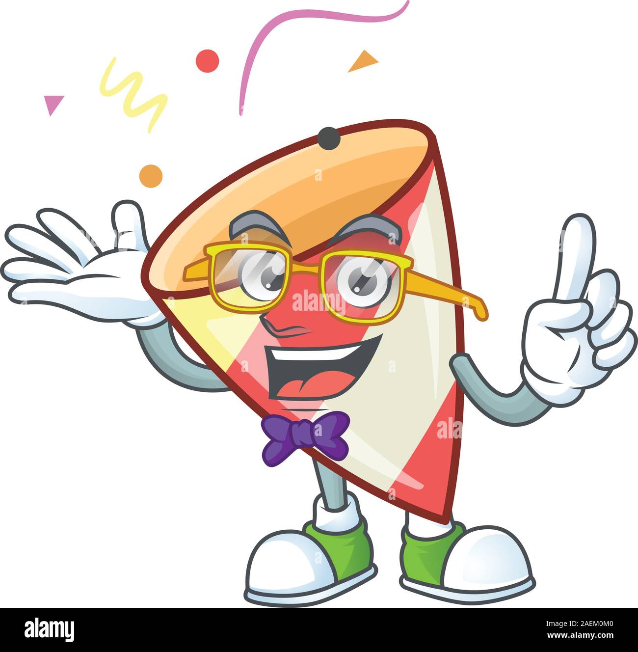 Super Funny Geek smart exploding confetti mascot cartoon style Stock ...