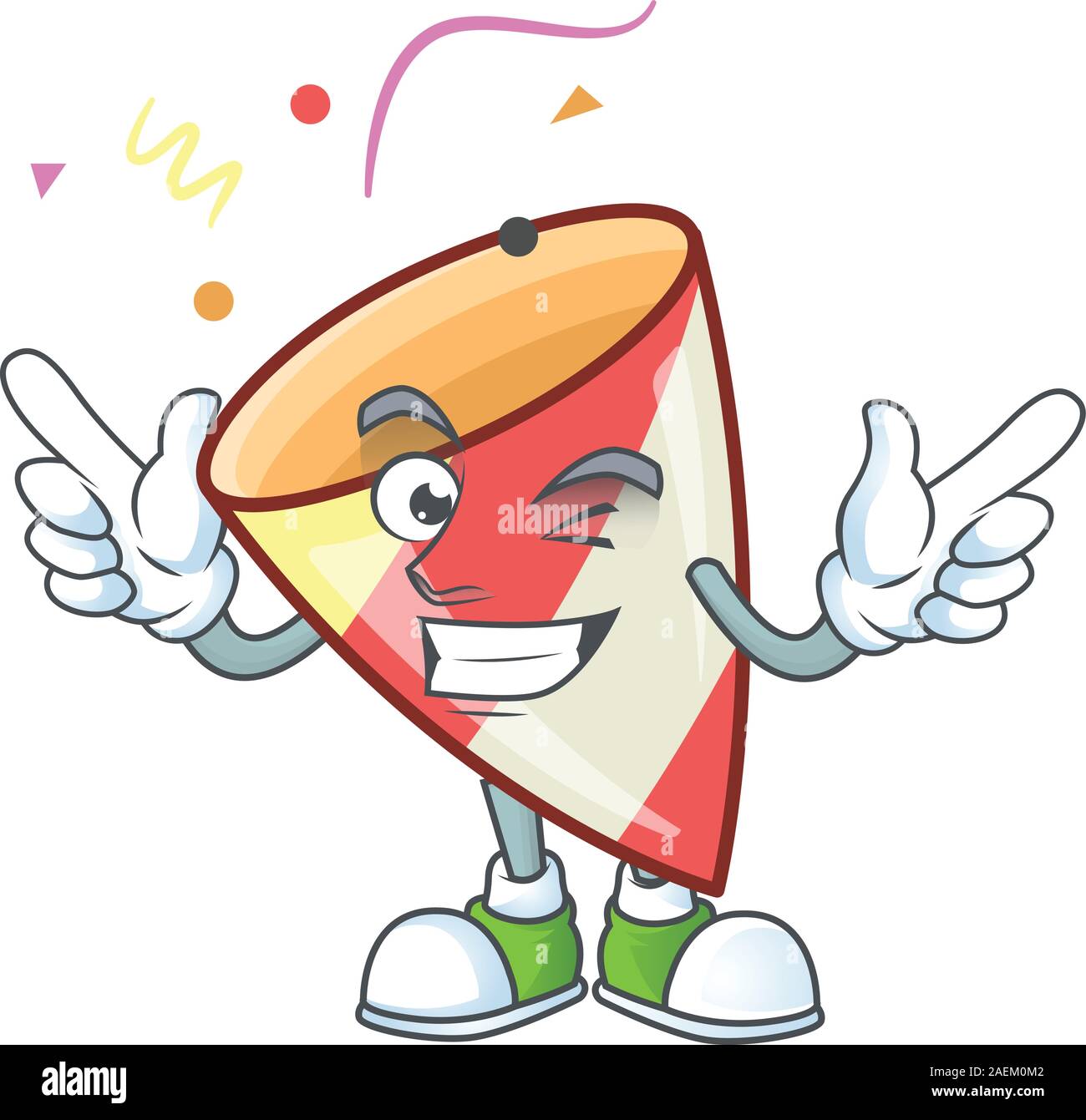 Funny exploding confetti cartoon character style with Wink eye Stock ...