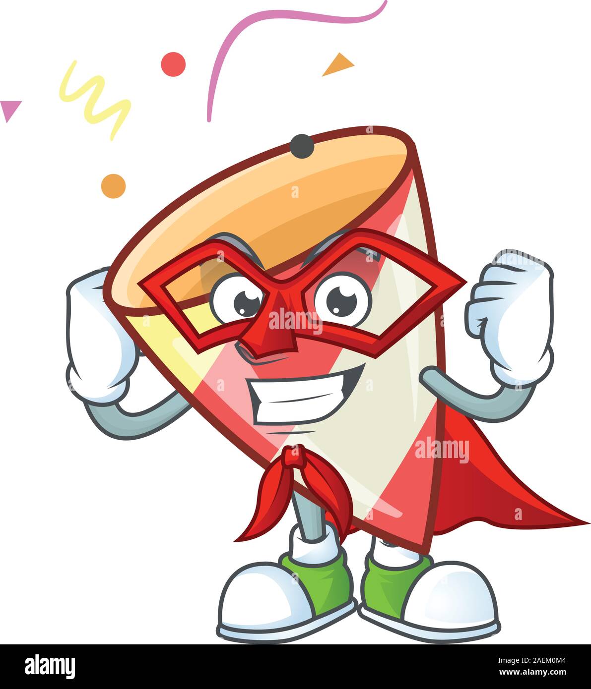 A cartoon of exploding confetti wearing costume of Super hero Stock ...